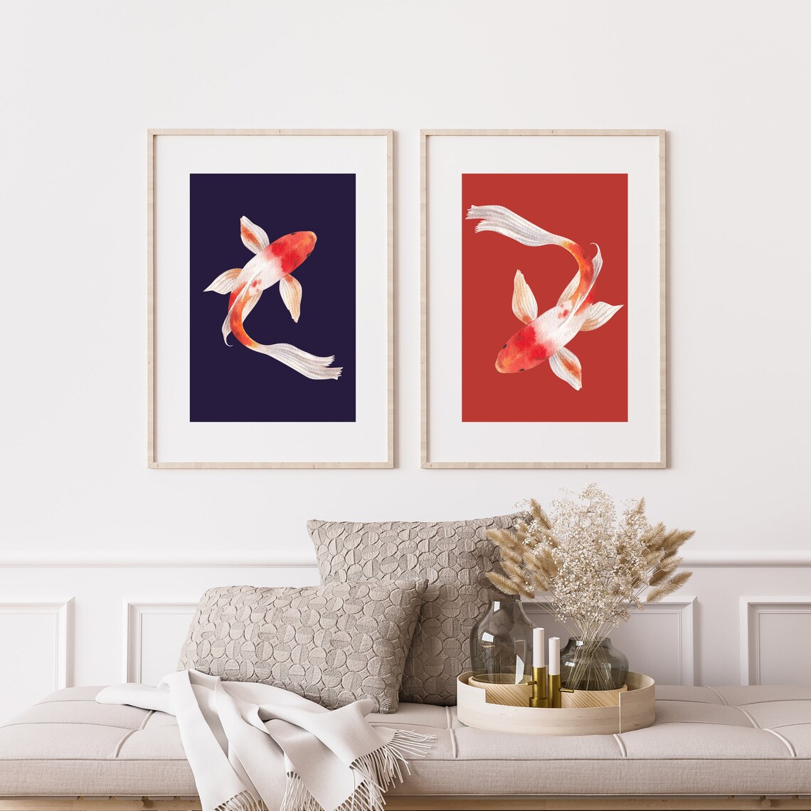 Koi Fish Wall Art for Good Luck Set of 2 Japanese Style - Etsy