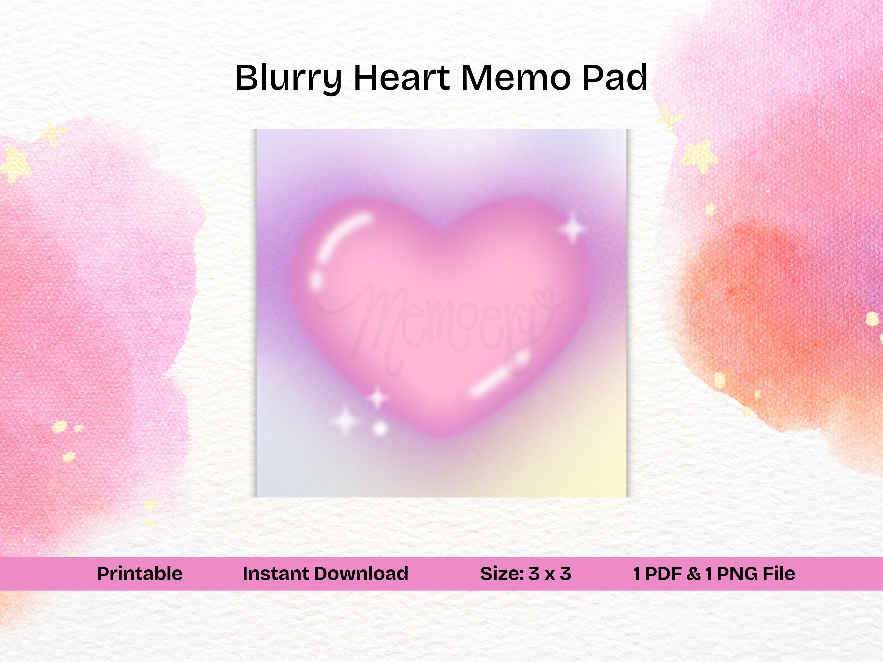 Heart Memo Pad Printable Memo Sheets Stationery Printables Cute Digital ...