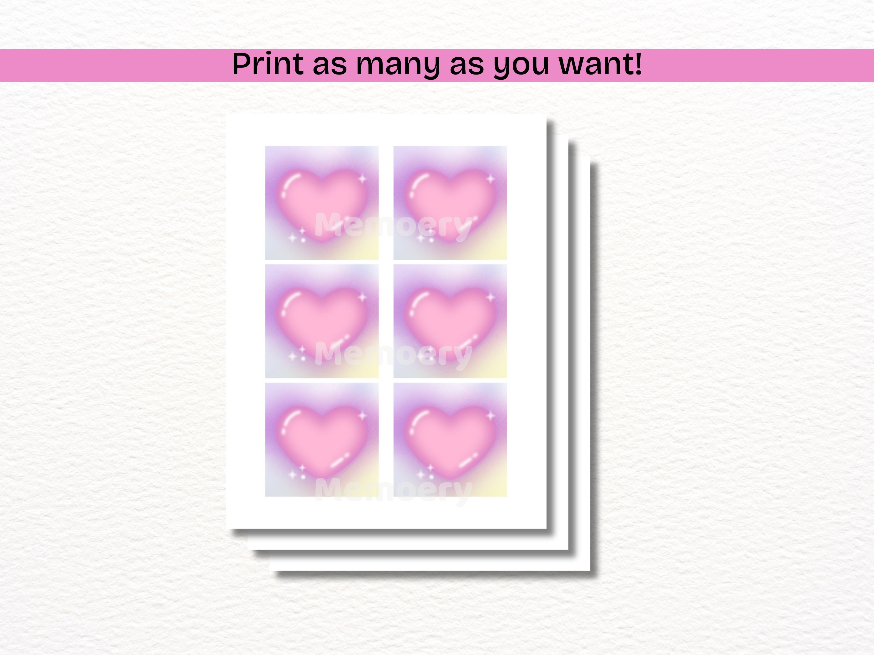 Heart Memo Pad Printable Memo Sheets Stationery Printables Cute Digital ...