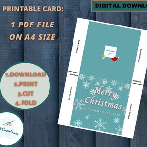 Printable Christmas and New Year Card, Greeting Card, Merry Christmas ...