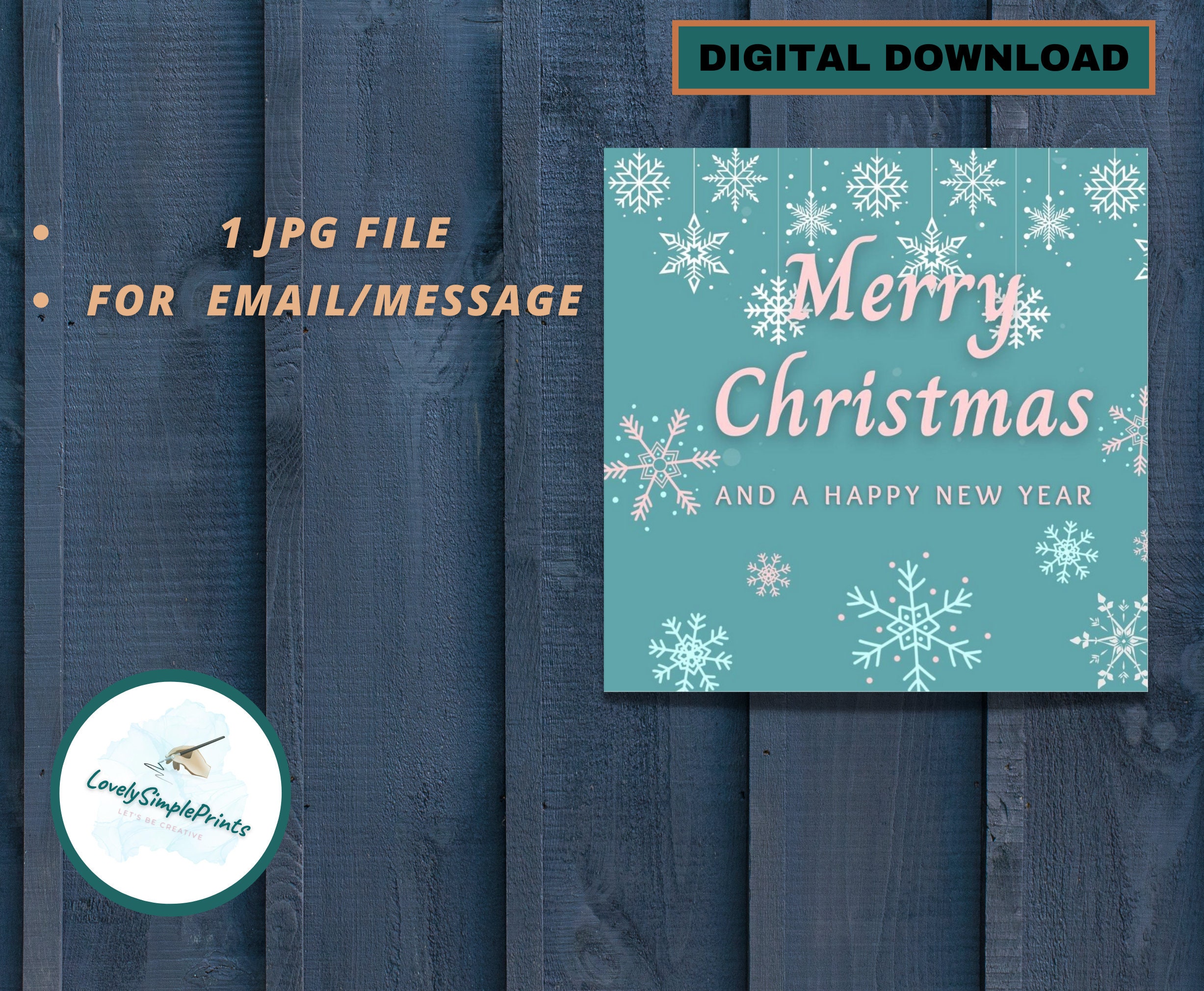Printable Christmas and New Year Card, Greeting Card, Merry Christmas ...