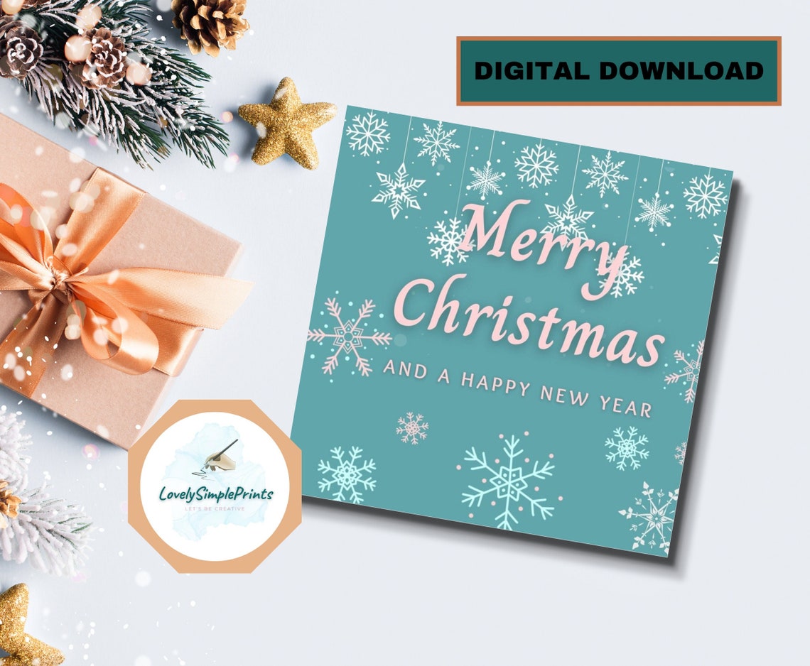 Printable Christmas and New Year Card, Greeting Card, Merry Christmas ...