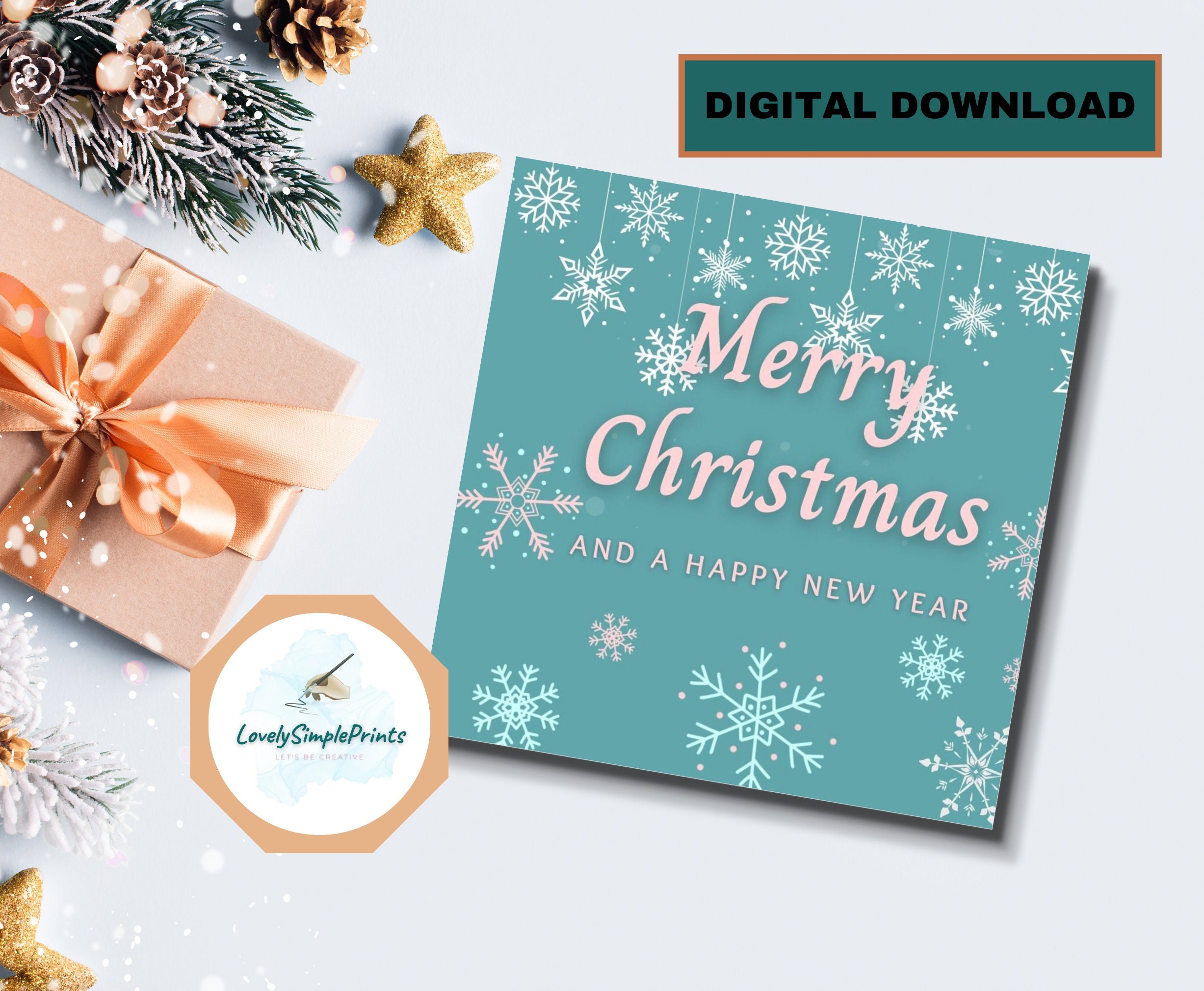 Printable Christmas and New Year Card, Greeting Card, Merry Christmas ...