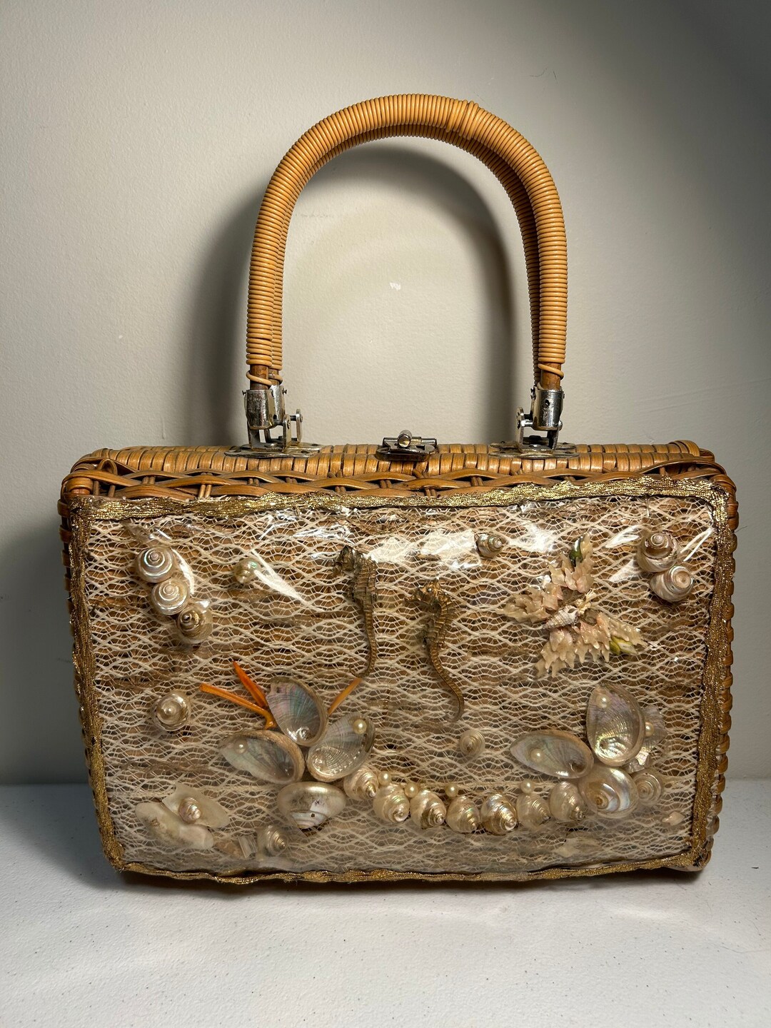 Vintage Kitsch 1950's Princess Atlas Rattan & Seashell - Etsy