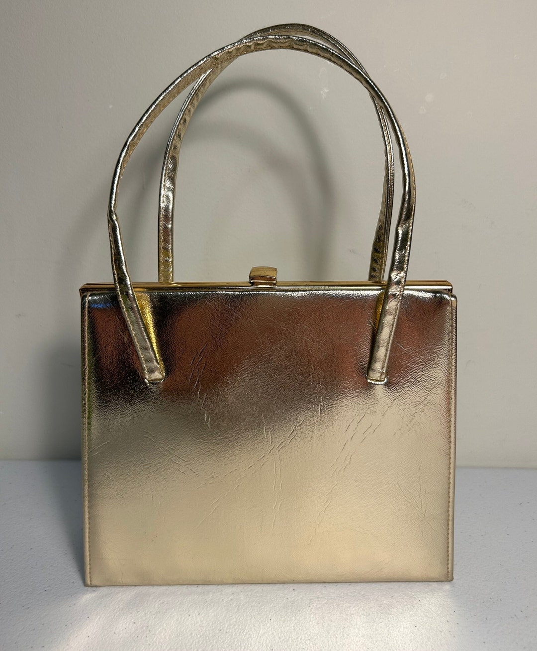 Vintage 1950's Gold Metallic Handbag - Etsy