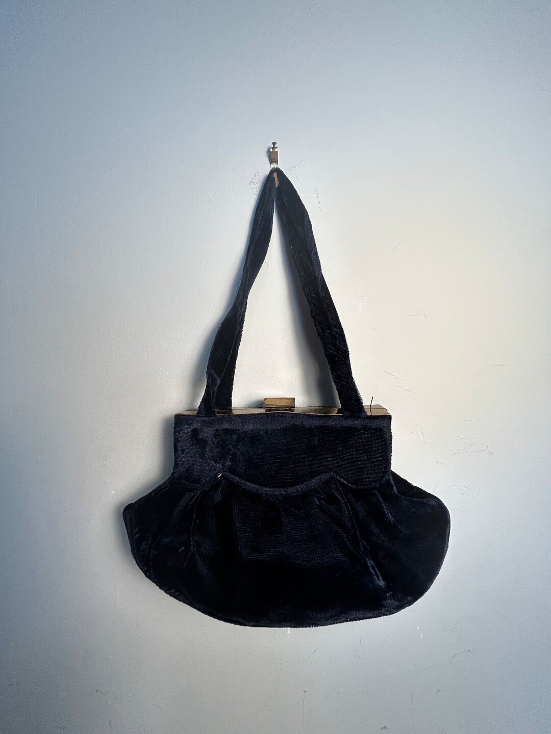 Antique Dark Navy Blue Velvet 1930's Handbag Purse With - Etsy