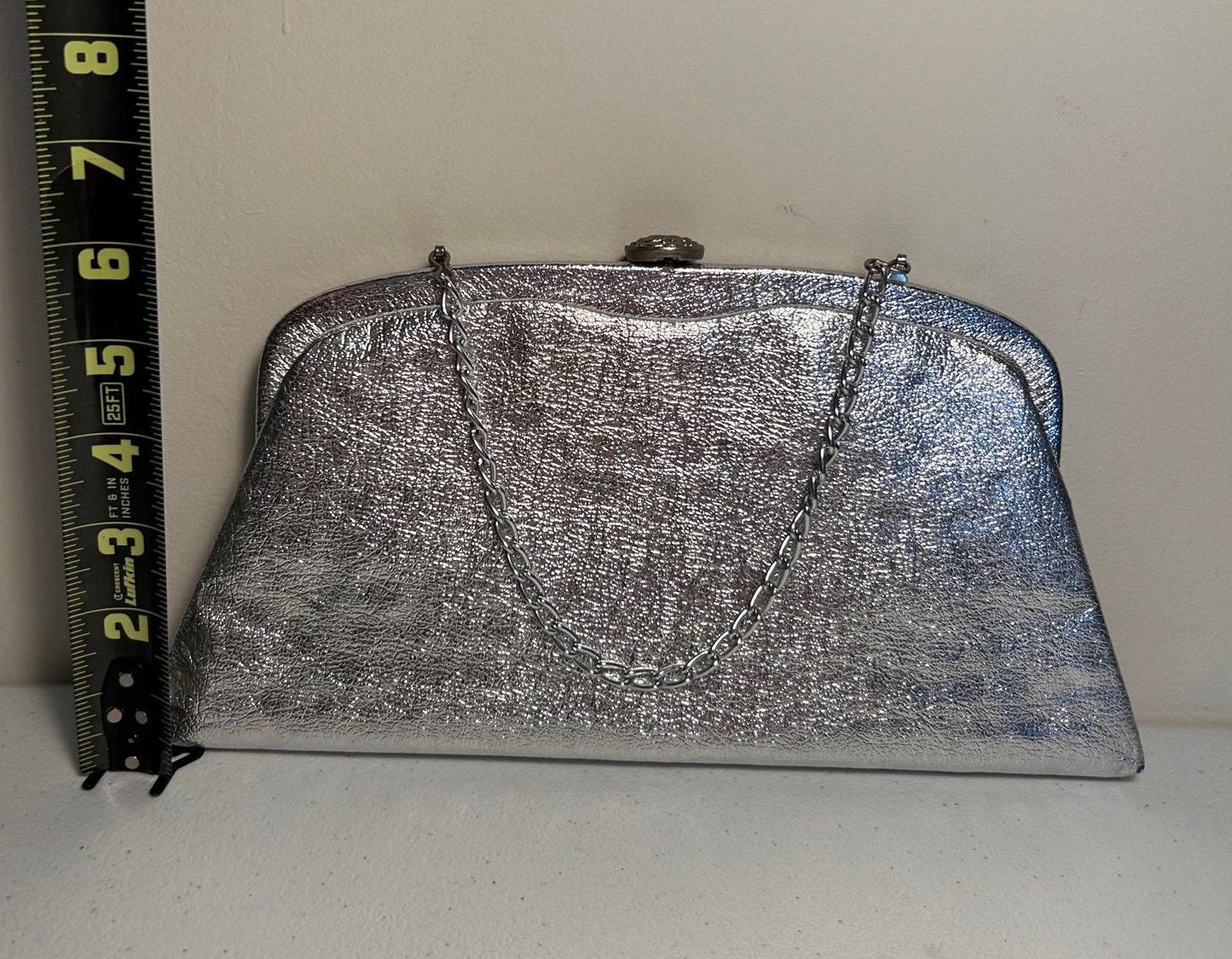 1960's Vintage Structured Silver Handbag With Ornate Button Closure - Etsy
