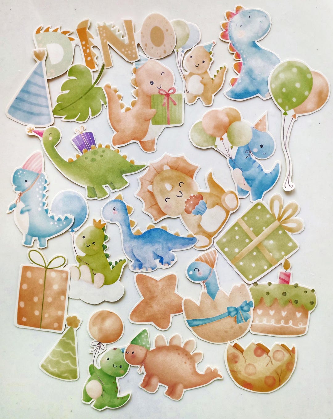 Baby Dino Party Sticker Set, Scrapbook Baby Dino Stickers, Planner ...