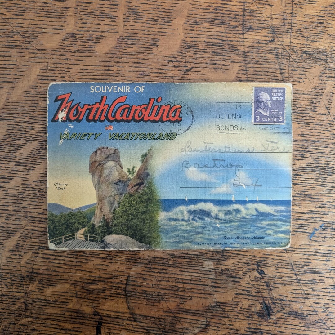 North Carolina Souvenir Postcard Folder, 1940's Vintage Chimney Rock ...