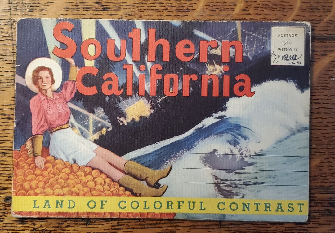 California Souvenir Postcard Folder, 1960's Vintage Southern California ...