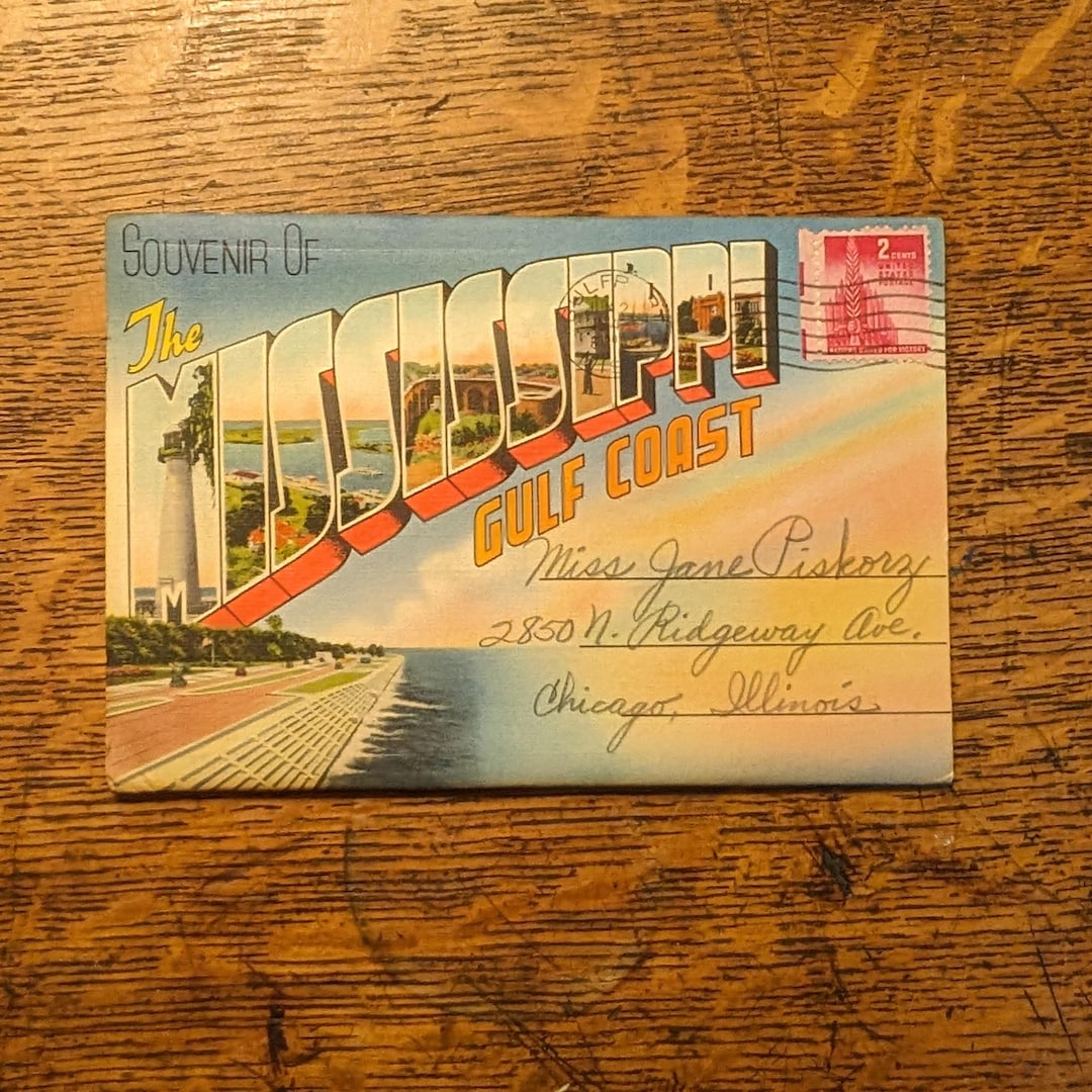 Mississippi Gulf Coast Large Letter Souvenir Postcard Folder, 1940's ...