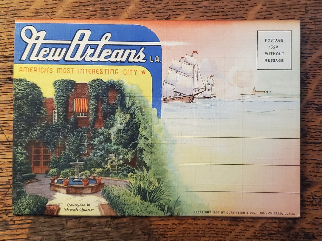 Vintage Souvenir Postcard Folder 1940's New Orleans - Etsy