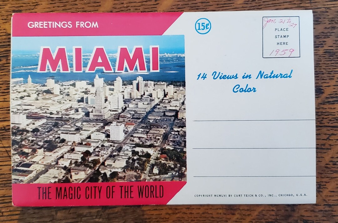 Miami Florida Souvenir Postcard Folder, 1960's Vintage Florida, Coral ...