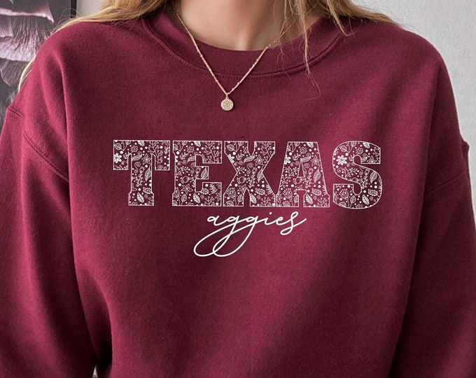 Embroidered Texas Sweatshirt, Texas Aggies, Aggies Sweatshirt - Etsy