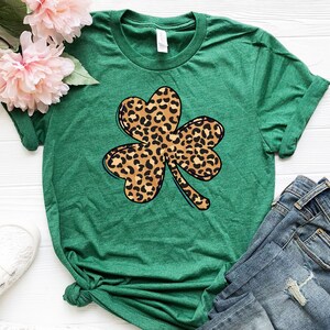 Leopard Print Shamrock Women's Saint Pattys Day Shirt, St. Patricks Day ...
