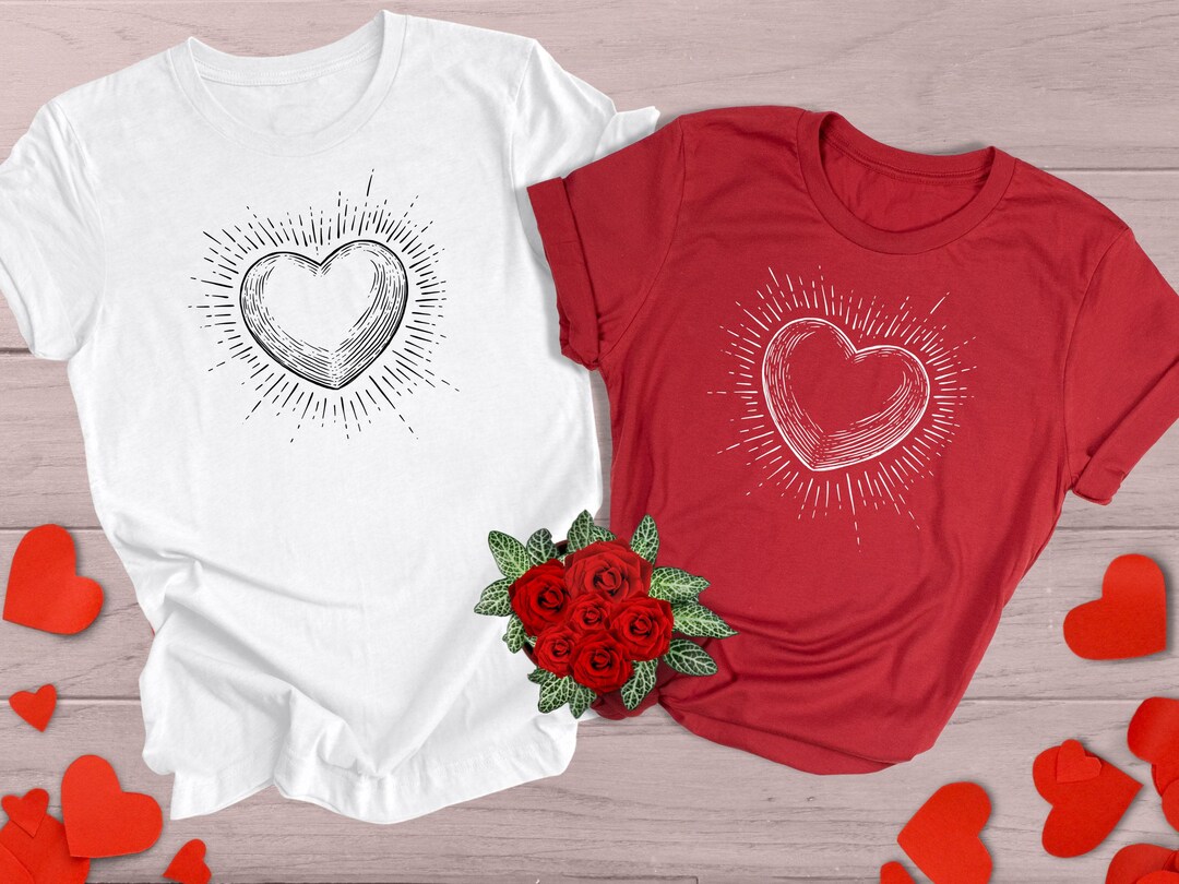 Heart T-shit for Couples, Cute Matching Valentine Shirt, Couple ...