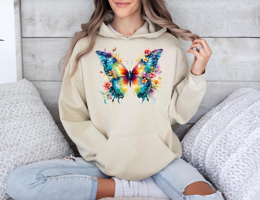 Floral Butterfly Hoodie: Hippie Boho Women's Sweatshirt - Etsy