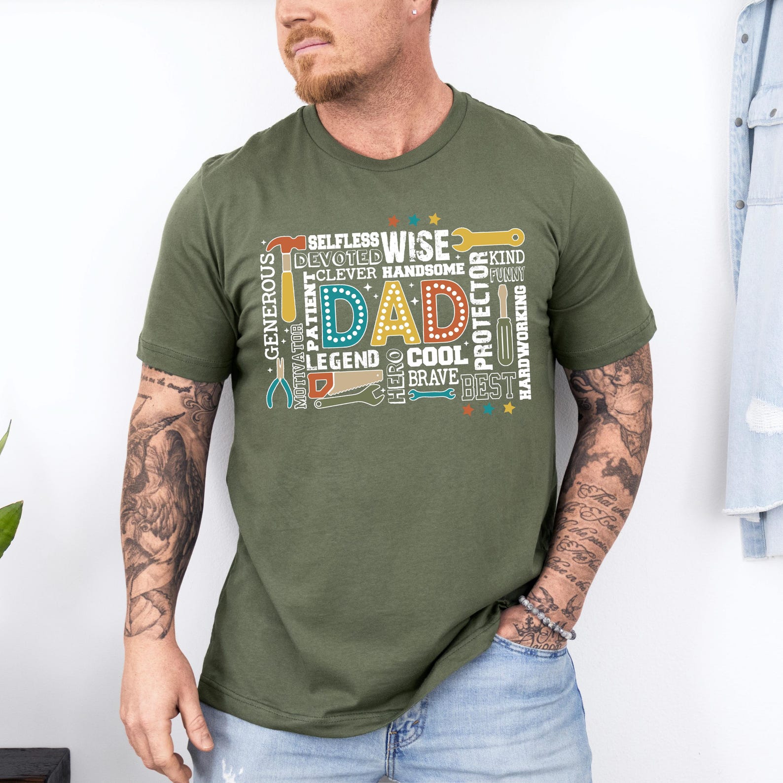 Dad Typography T Shirt With Tools, Handyman Father Graphic Tee, Fathers ...
