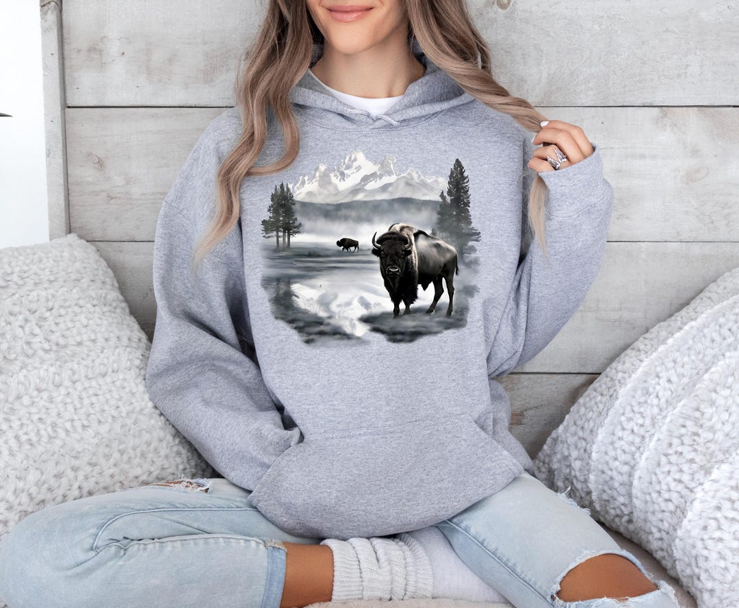 Retro Bison Geyser Basin Sweatshirt - 90s Wilderness Outfit - Etsy