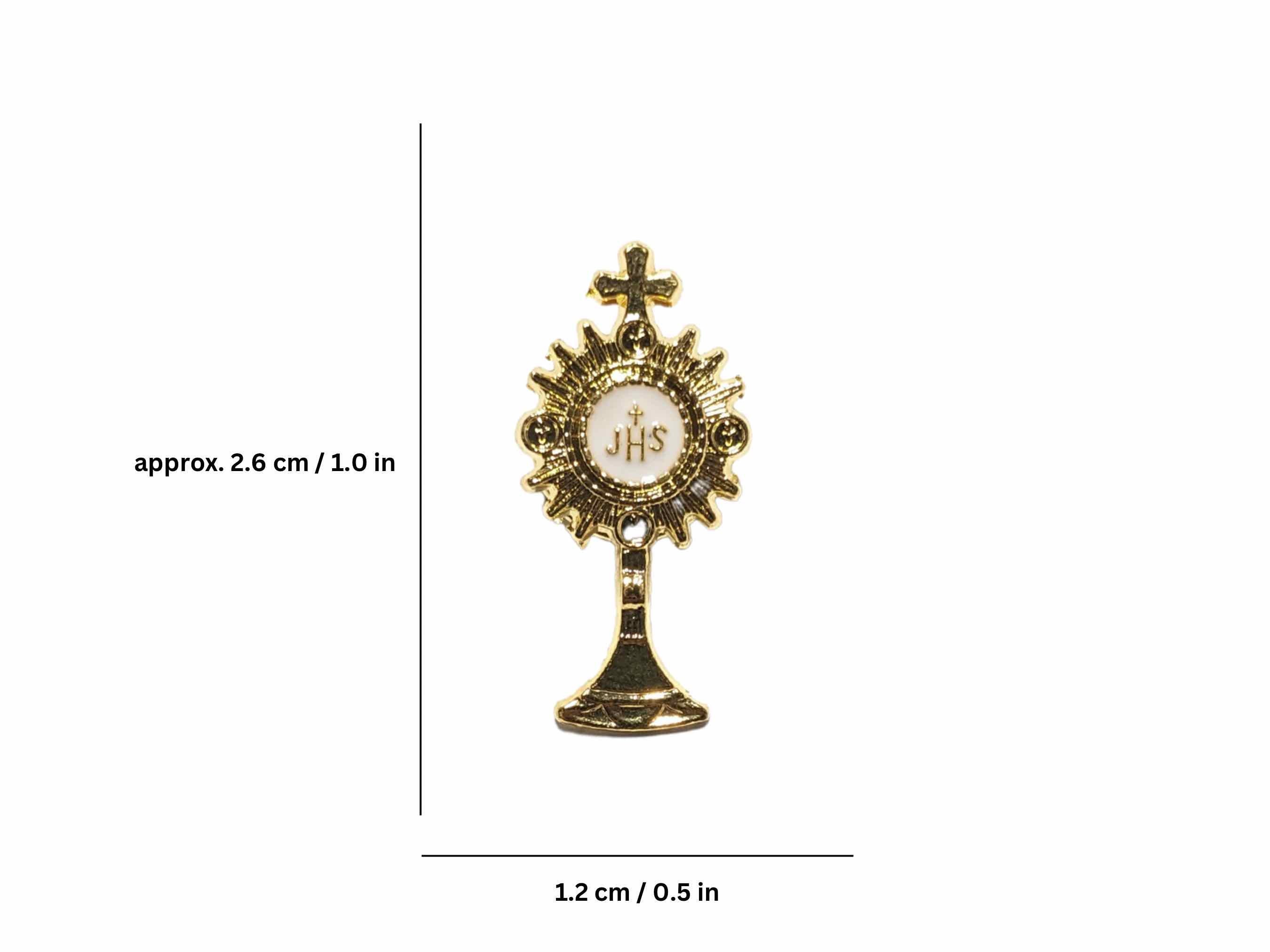 Miniature Monstrance Holy Eucharist Gold Plated Alloy Metal Charm Pin ...