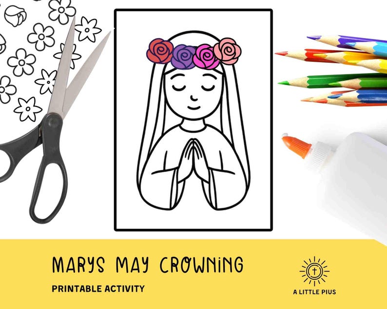 Mary May Crowning Printable Worksheets | Flower Crown & Colouring Pages ...