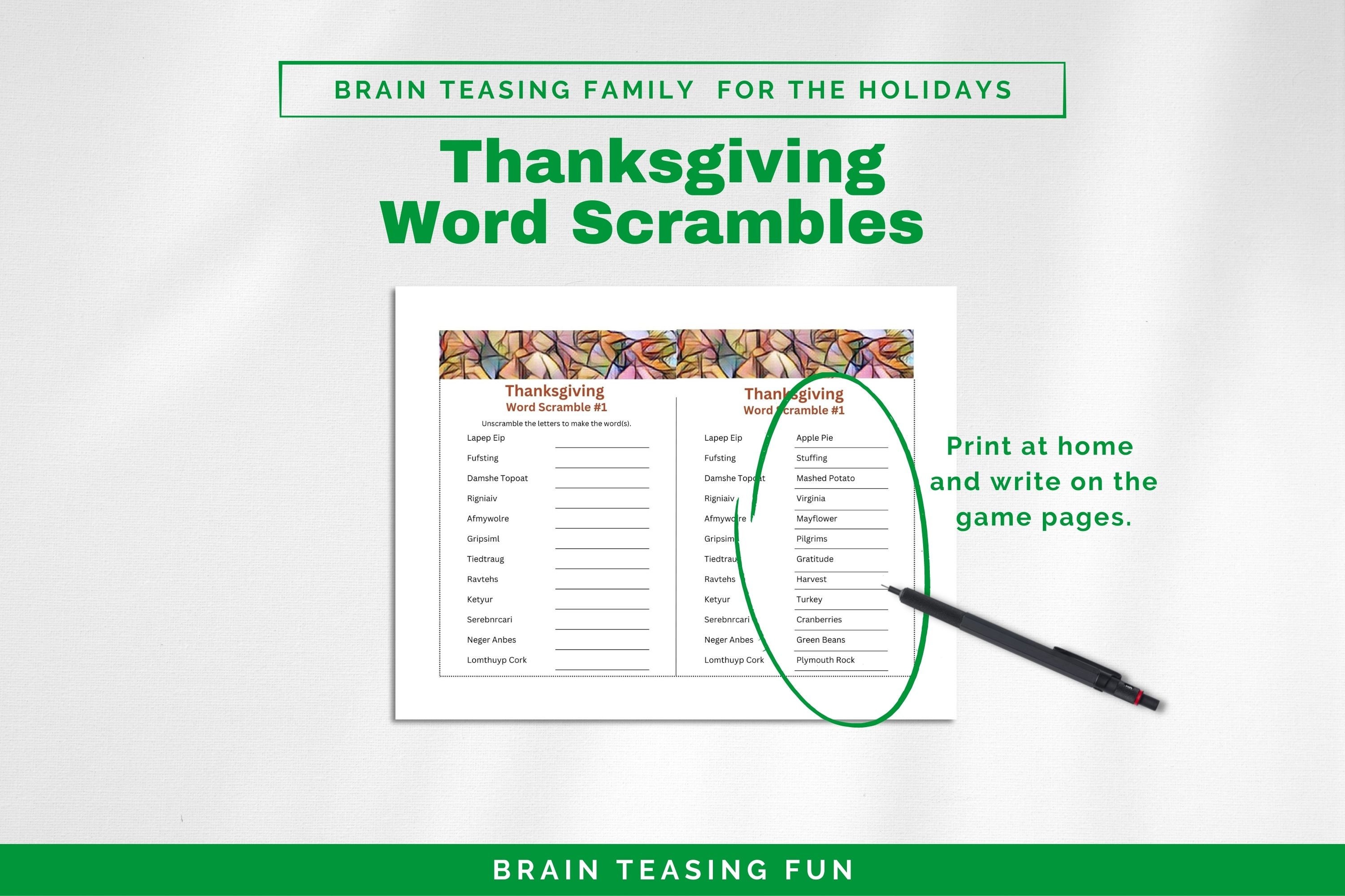 Thanksgiving Printable PDF Word Scramble Puzzle, Instant Download for ...