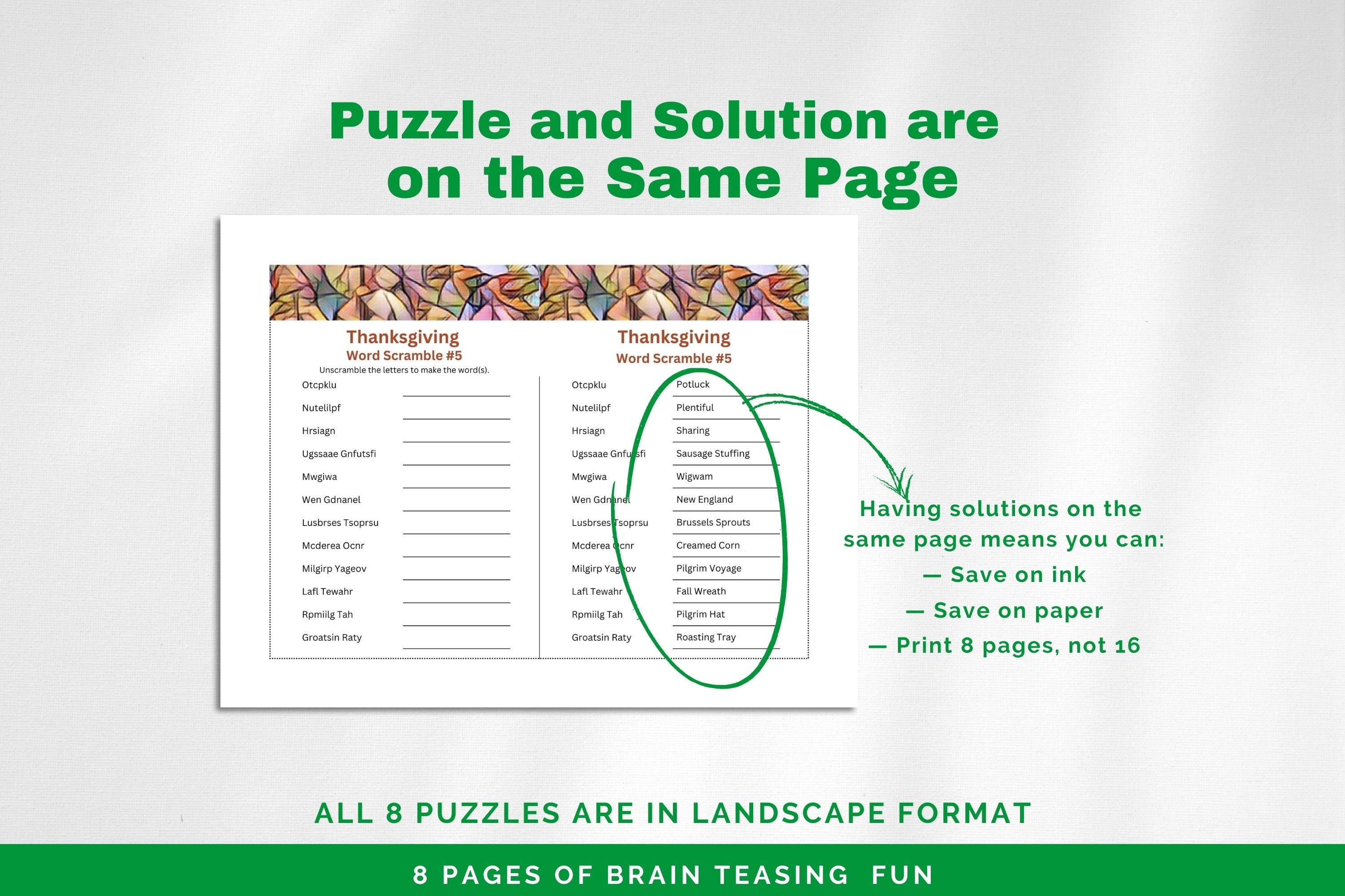 Thanksgiving Printable PDF Word Scramble Puzzle, Instant Download for ...