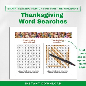 Thanksgiving Game, Printable PDF Word Search, Instant Download for ...