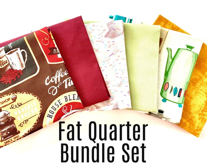 Coffee Cup Fat Quarters | Retro Fabric | Retro Coffee Pot Fat Quarters ...
