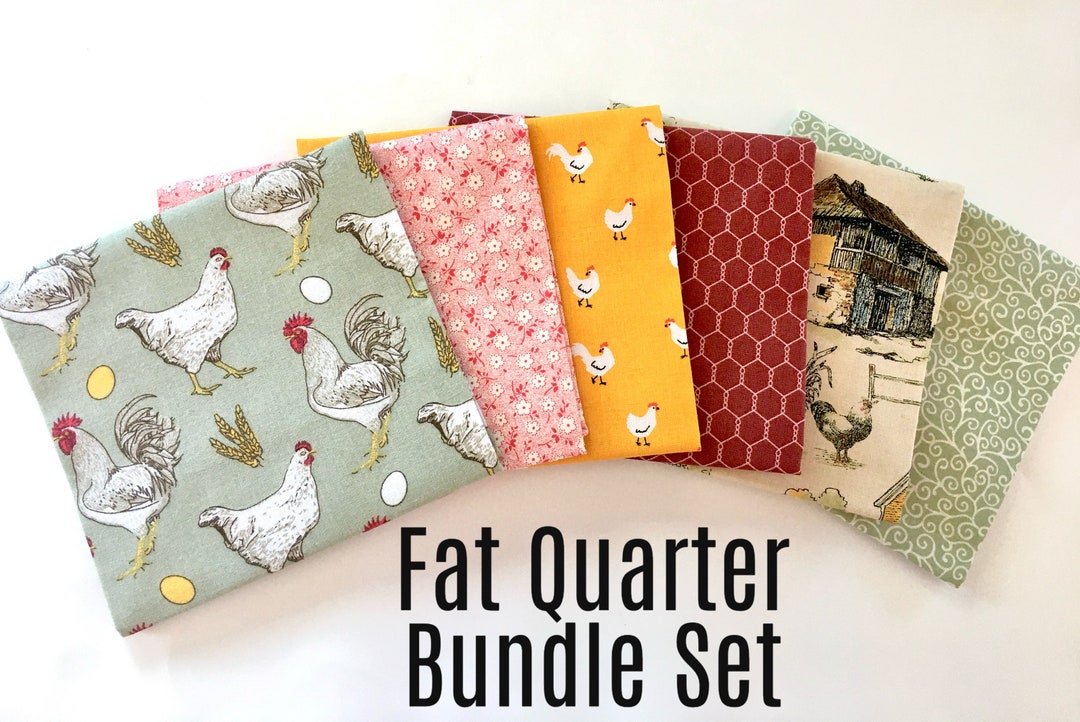 Chicken Fat Quarters Chicken Fabric Farm Fat Quarters Hen Fabric Floral ...