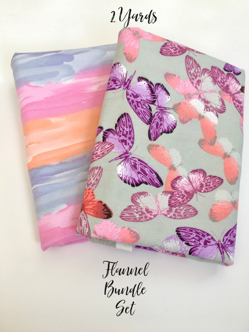 Butterfly Flannel Fabric Butterfly Fabric Cotton Fabric Watercolor ...