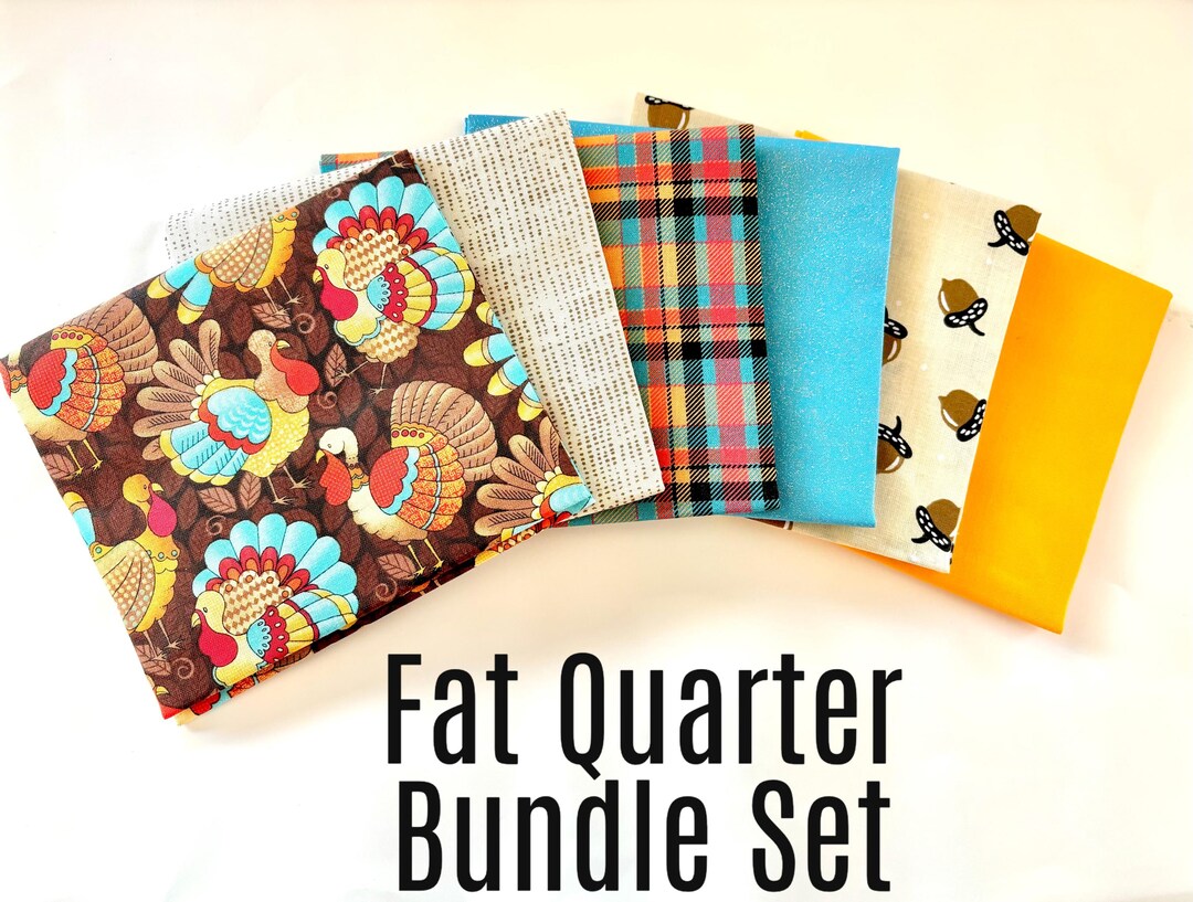 Fall Fabric Fat Quarter Bundle | Thanksgiving Turkey, Acorn, Plaid ...