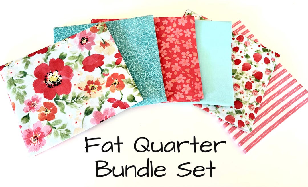 Floral Fat Quarters | Red Floral Fabric | Blue Fat Quarter | Green Fat ...