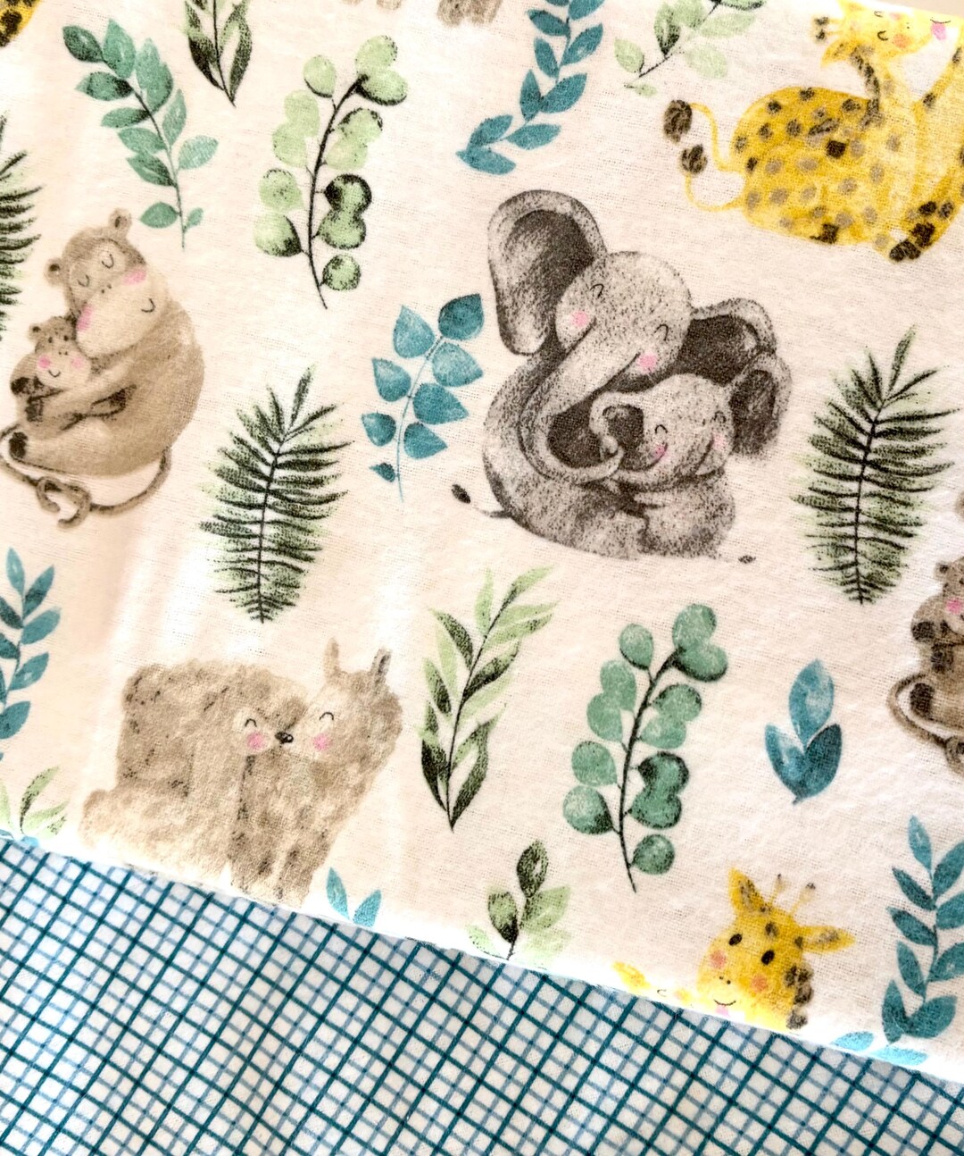 Wild Animal Flannel Fabric | Blue Lattice Print Flannel Fabric ...