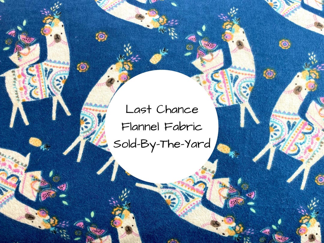 Flannel Fabric | Party Llamas Flannel Fabric | Multi Color Llama ...