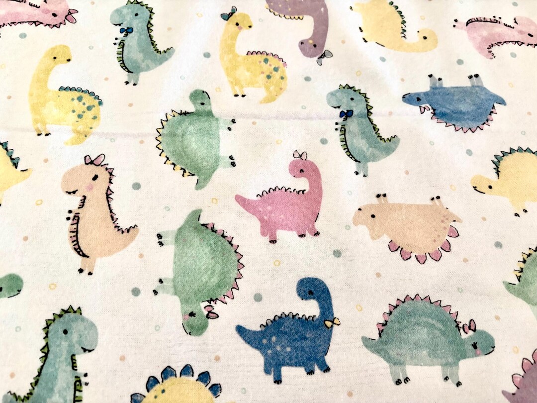 Dinosaur Flannel Fabric | Pastel Nursery Cotton, Sold by the Yard - Etsy