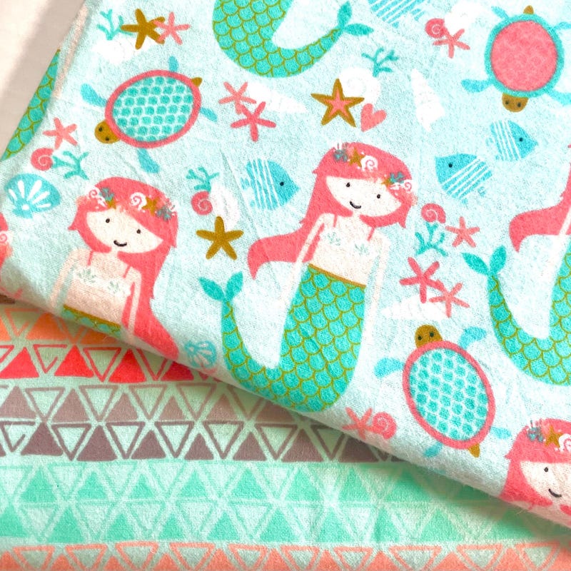 Flannel Mermaid Fabric - Etsy