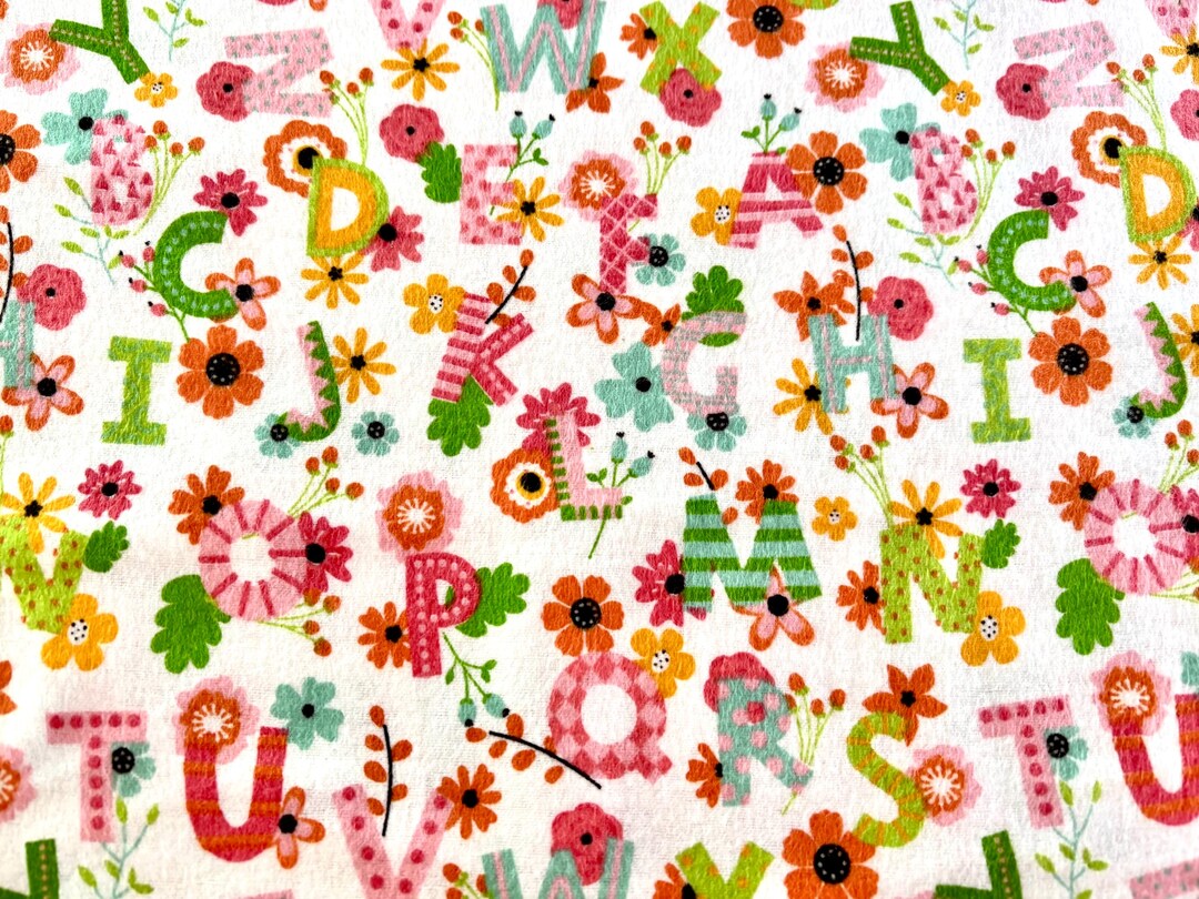 Floral Alphabet Flannel Fabric | 100% Cotton Nursery Material - Etsy
