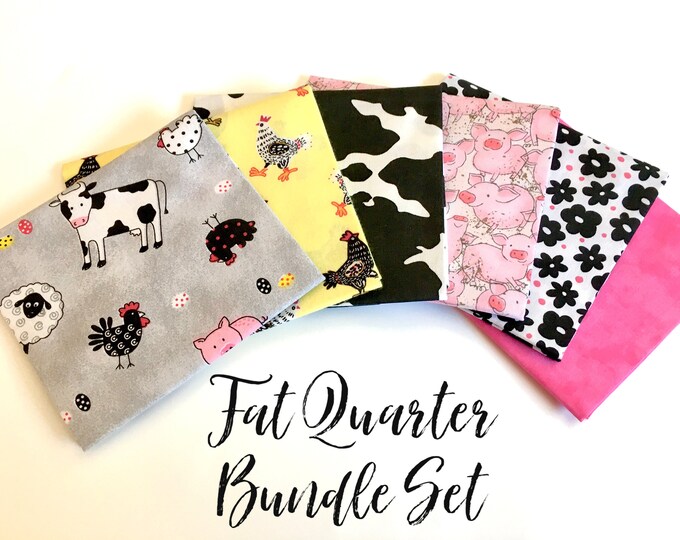 Farm Animal Fat Quarters | Cow Print Fabric | Chicken Fat Quarters ...