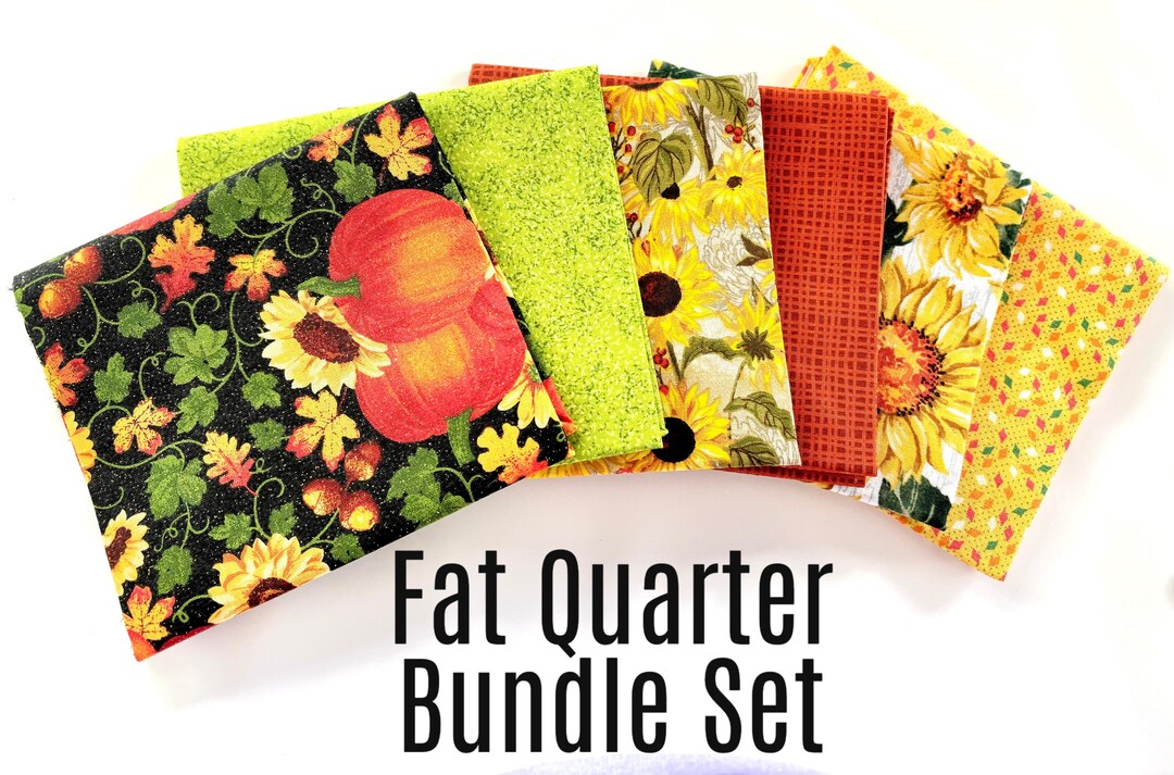 Fall Cotton Fat Quarters | Sunflower Pumpkin Fabric, Set of 6 - Etsy