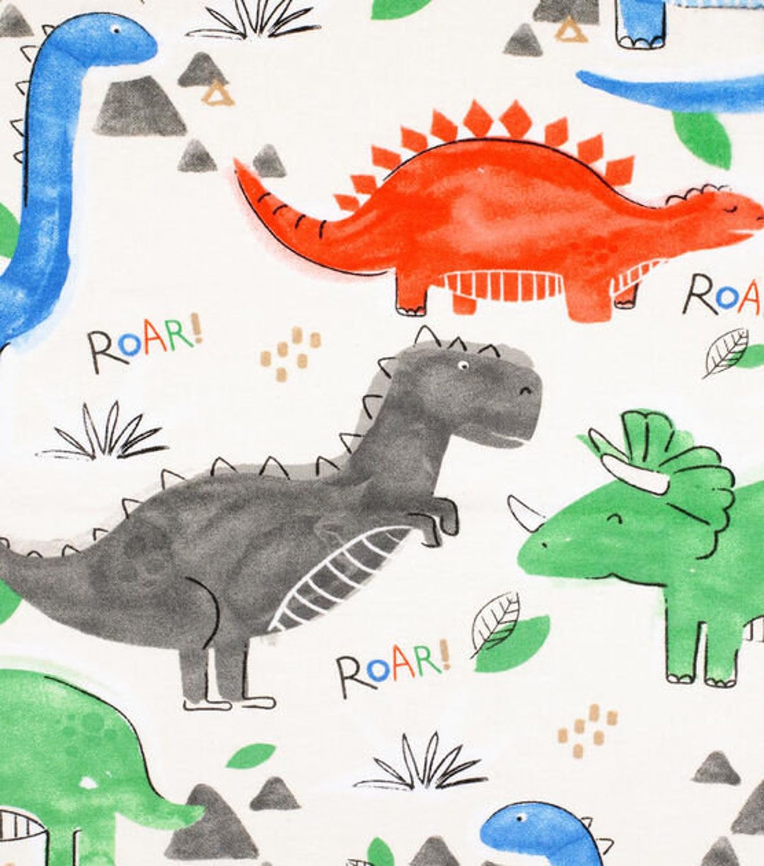 Flannel Fabric Dinosaur Flannel Fabric Multi Color Flannel Fabric 100% ...