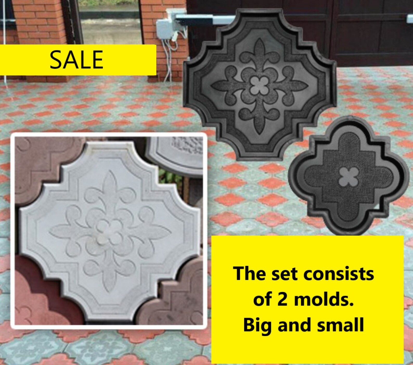 Clover SET 2, or 4, or 6 Plastik Mold for Concrete Paving Slabs, Stone ...