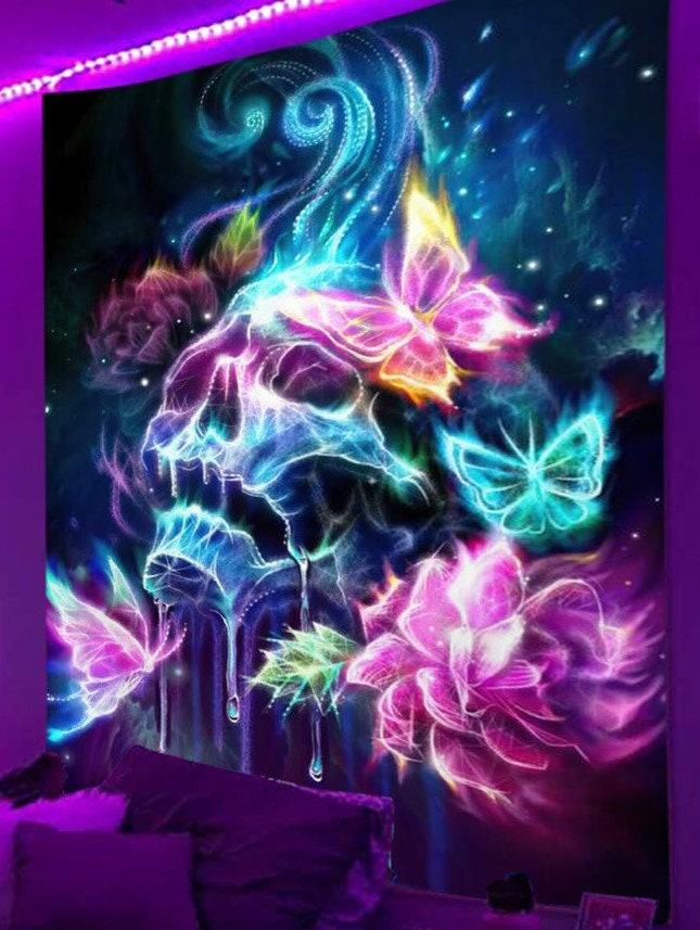 UV Wall Hangings Trippy Psychedelic Mushroom Fractal Owl Elephant Yoga ...