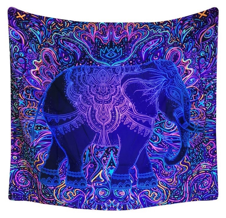 UV Wall Hangings Trippy Psychedelic Mushroom Fractal Owl Elephant Yoga ...