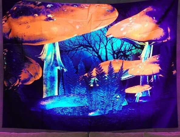 UV Tapestry Mushroom Eye Geometry Trippy Psychedelic Mushrooms Fractal ...