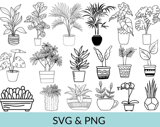 Plant Svg, Plant Png, Plant Bundle Svg, Commercial Use, Potted Plant ...