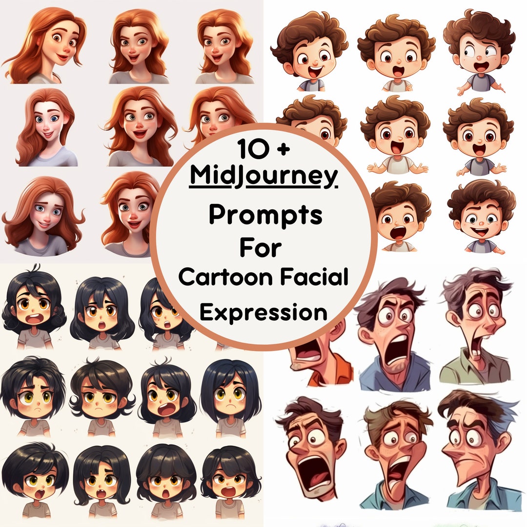 Midjourney Prompts for Inspiring Facial Expression Clipart for Artists & Illustrators ...