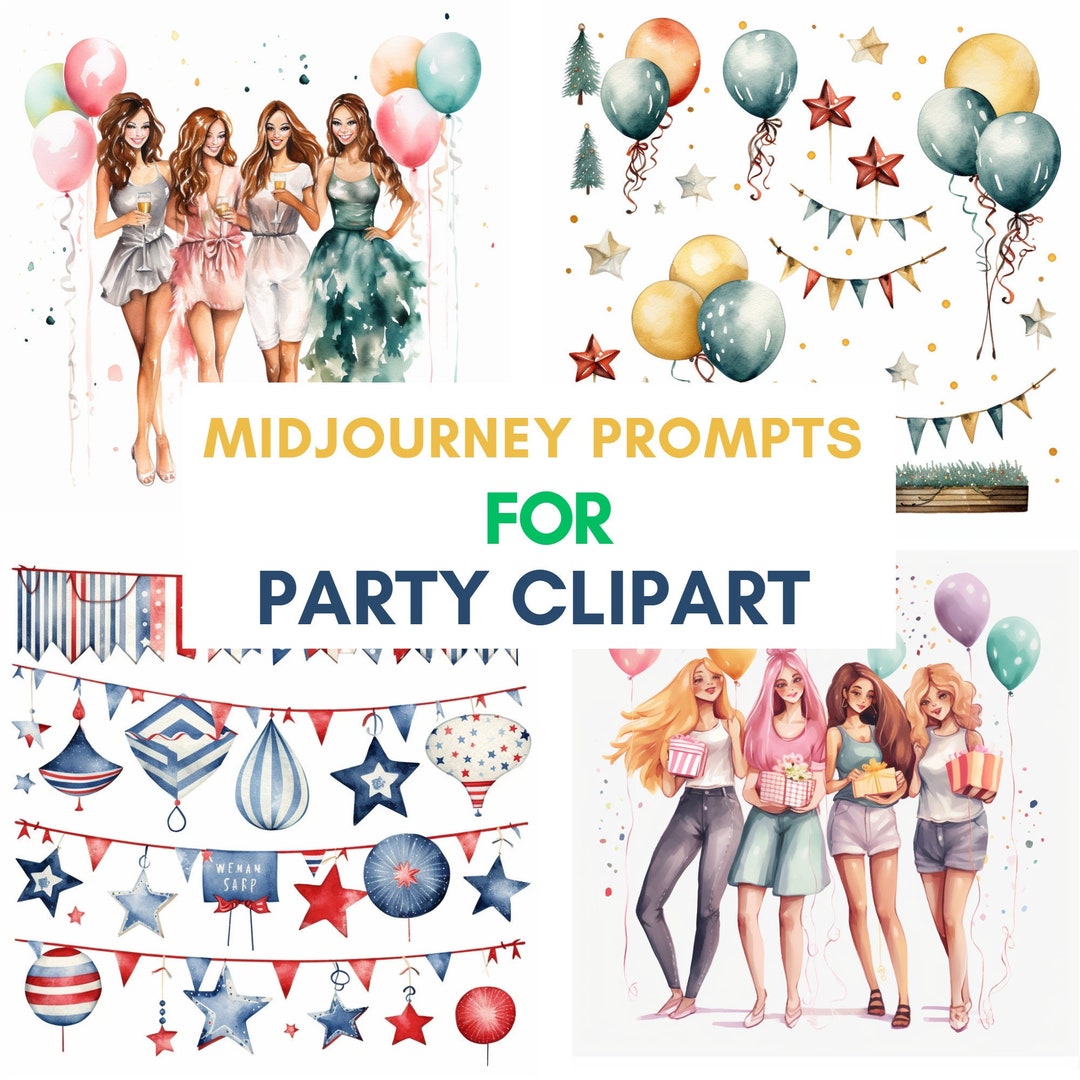 Instant Party Clipart Bundle AI Prompted Graphics for Bright and Lively ...