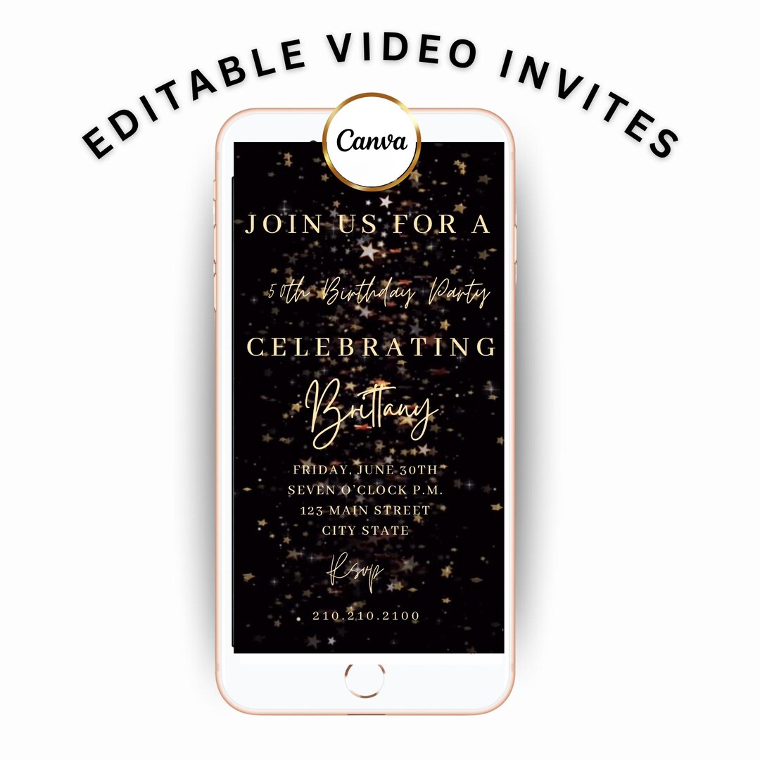 Sparkling Video Invitation Animated Star Invite Gold Star Birthday ...