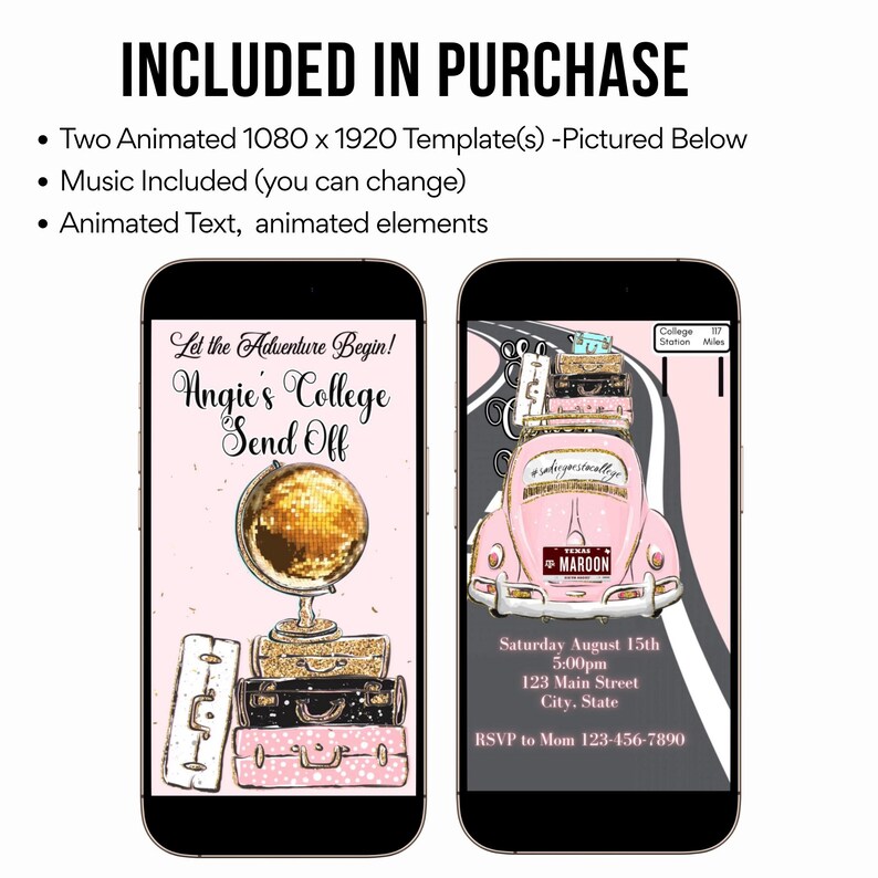 Editable College Send off Video Invite Graduation Trunk Party Canva ...